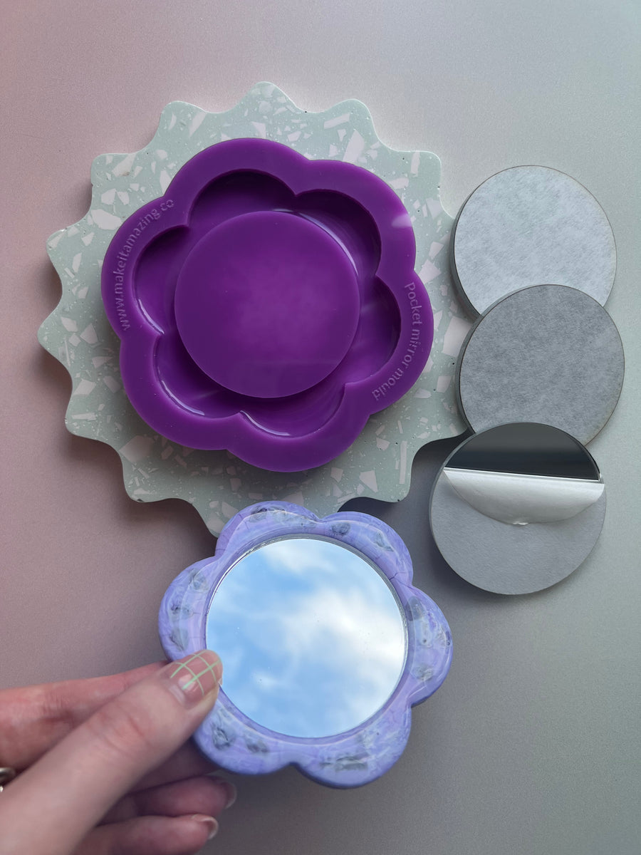 8cm Compact Flower Pocket Resin Mirror Mold – Make It Amazing